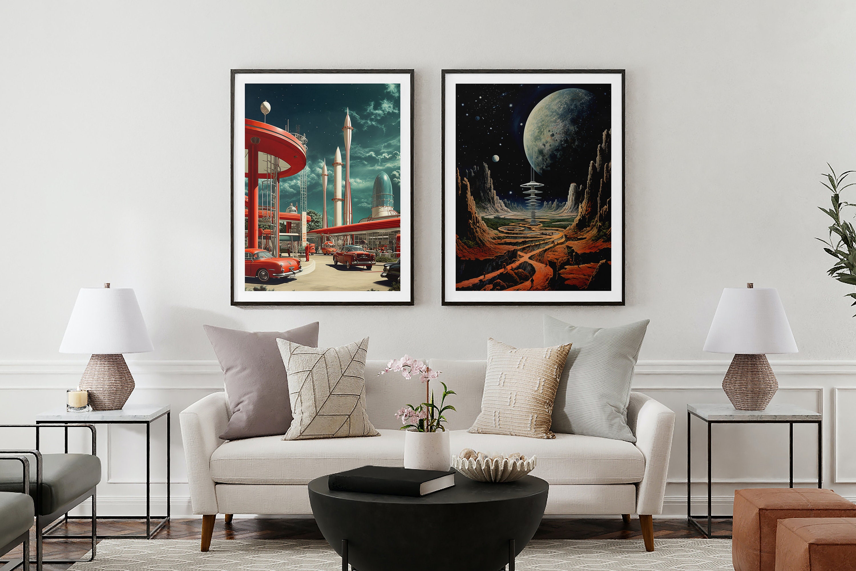 Gas Station Print Retro Futurism Art Space Art Sci Fi Posters Surreal Art - Etsy