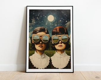 Close to the Edge Print | Retro Futurism Art | Space Art | Sci Fi Posters | Surreal Art - Etsy
