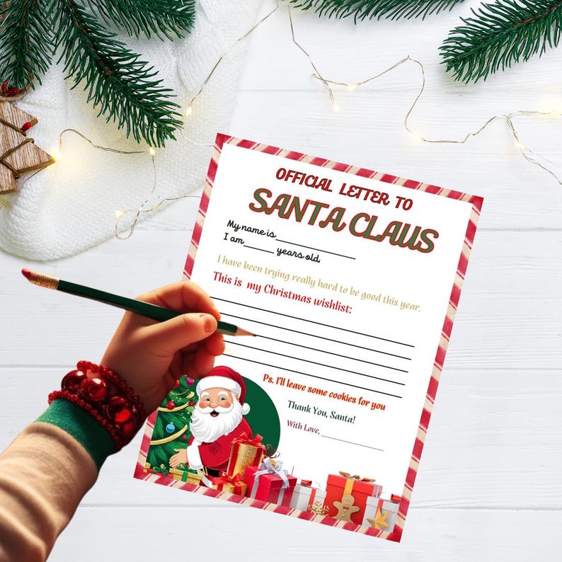 Official Letter to Santa Printable: Christmas Wish List (PDF) - Etsy