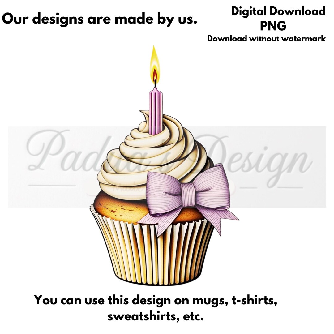 Birthday Cupcake Girl Clipart: Watercolor Party Graphics (PNG Digital ...