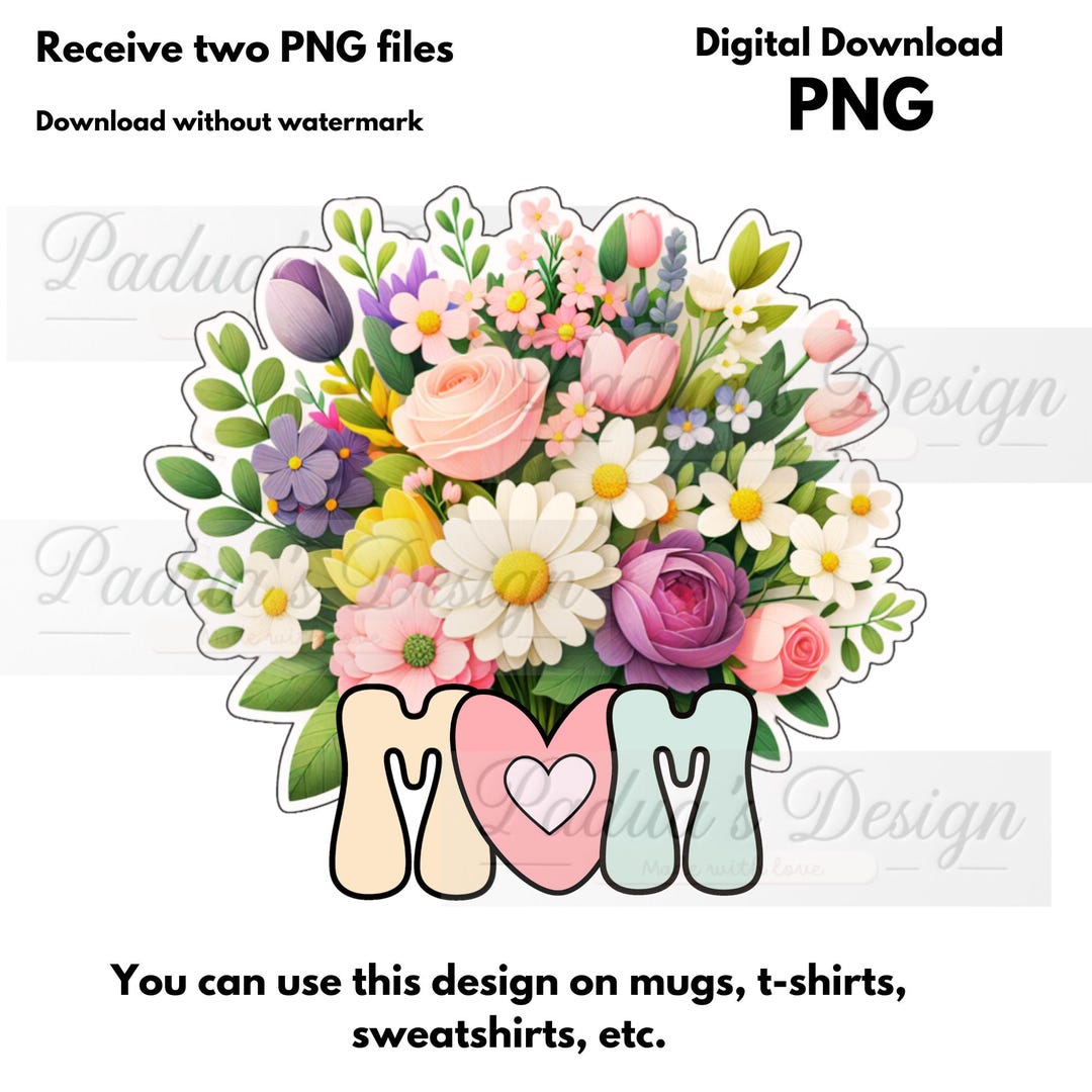 Mom With Flower Png Sublimation Design, Best Mom Ever Png, Digital ...