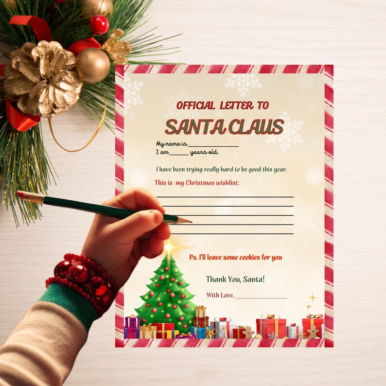 Printable Letter to Santa: Christmas Wish List (digital Download) - Etsy