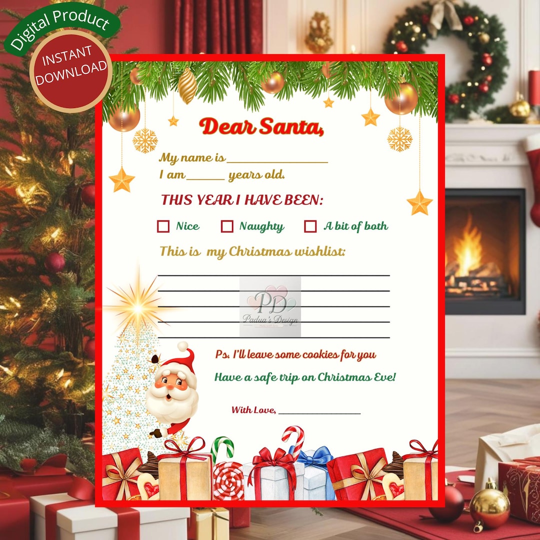 Official Letter to Santa, Letter to Santa Printable, Santa Wish List ...
