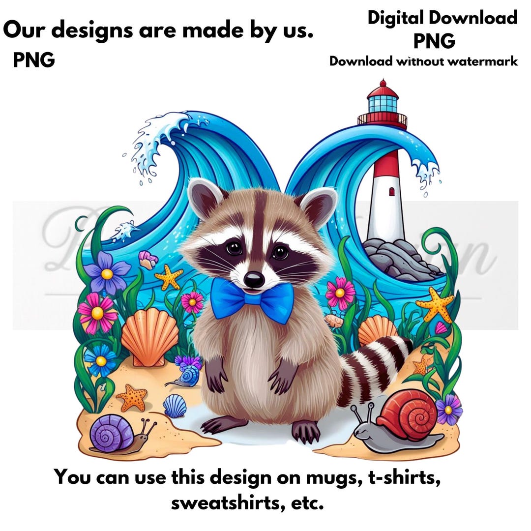 Cute Summer Raccoons Clipart Bundle, Fun Digital Animal Graphics, Kids ...