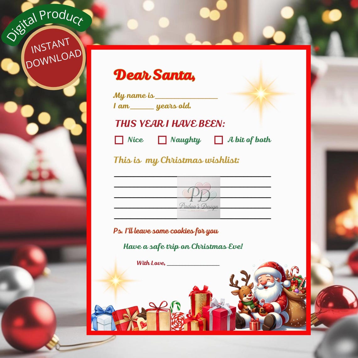 Official Letter to Santa, Letter to Santa Printable, Santa Wish List ...