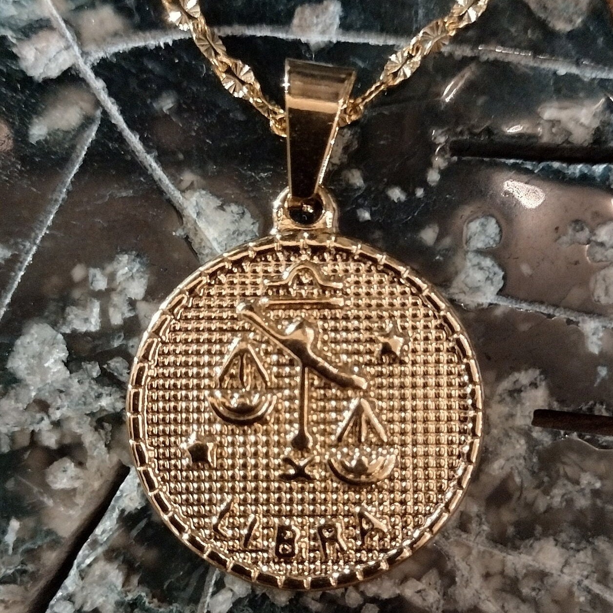 Zodiac Coin Astrology Sign Horoscope Charm / Pendant Necklace Gold ...