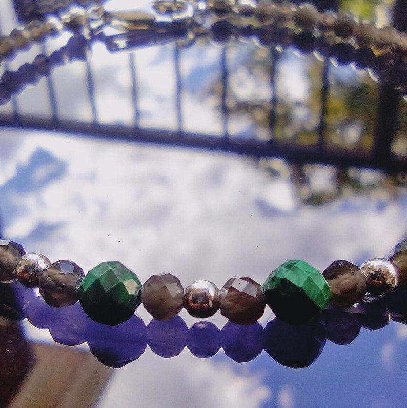 Malachite Black Obsidian 925 Silver Bracelet | Heart Chakra Healing - Etsy