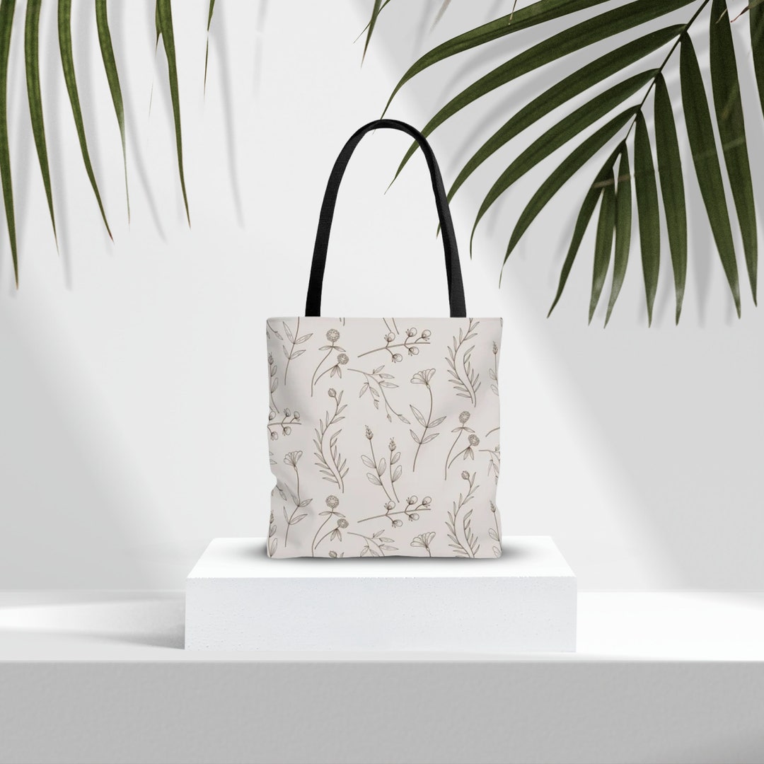 Engraved Hand-drawn Botanical Pattern Print Tote Bag - Etsy