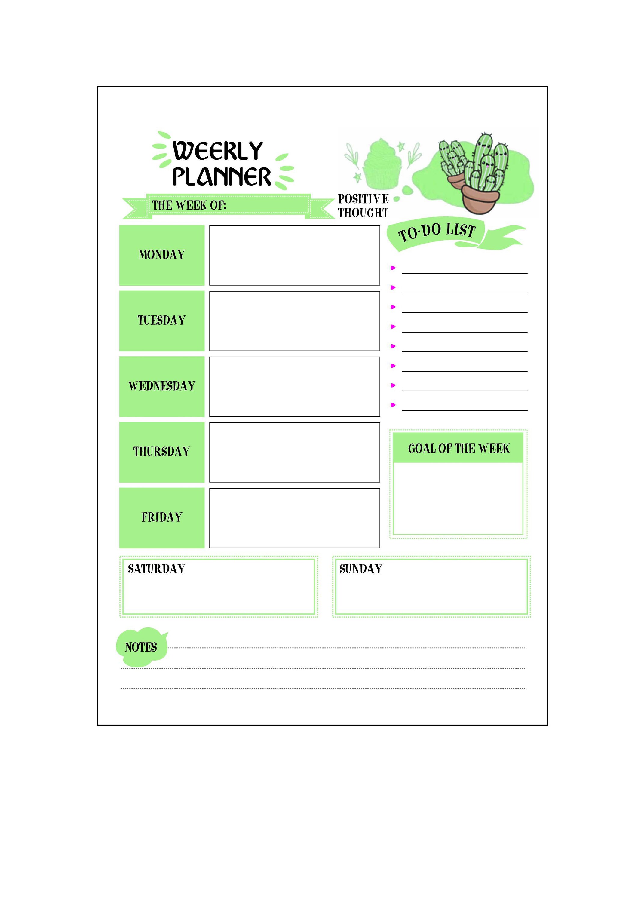 Editable Weekly Planner Printable, Digital Weekly Planner PDF Weekly ...