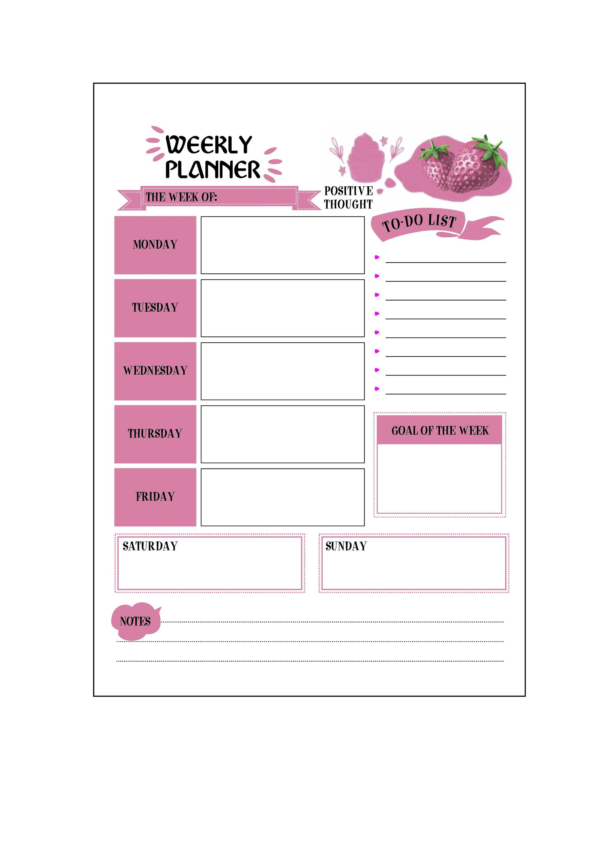 Editable Weekly Planner Printable, Digital Weekly Planner PDF Weekly ...