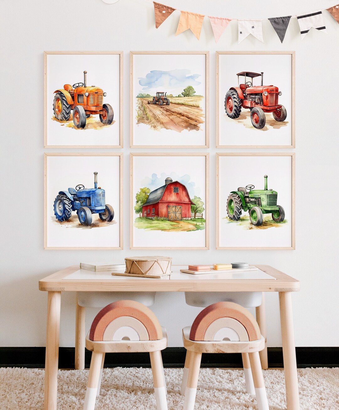 Tractor Nursery Wall Prints, Digital Download, Nursery Decor, Set of 6 ...