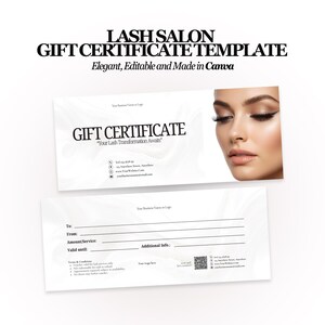 Lashing Gift Certificate Template Editable in Canva Gift Voucher ...