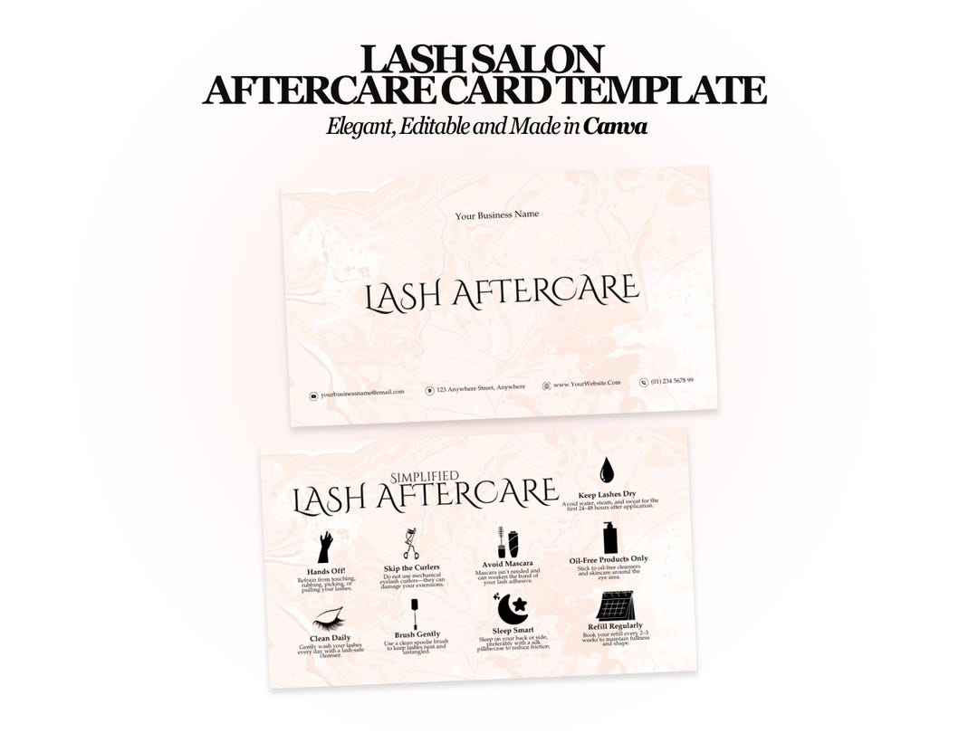 Lashes Aftercare Template Editable in Canva for Lash Business Brand ...