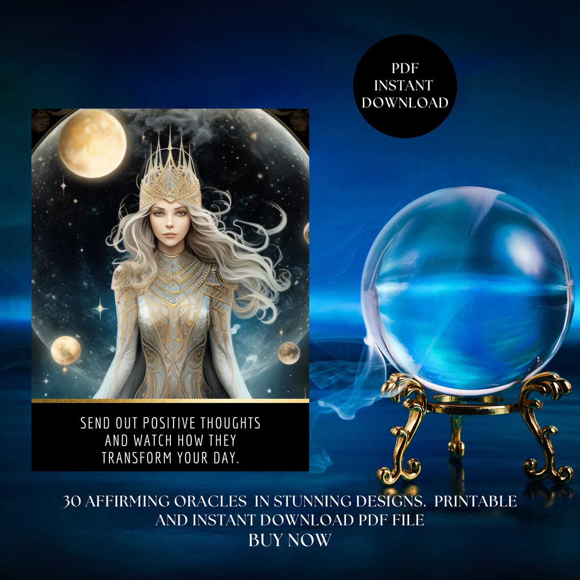 Oracle Cards. Affirmation Deck of Crystal Oracle Cards in a Digital ...