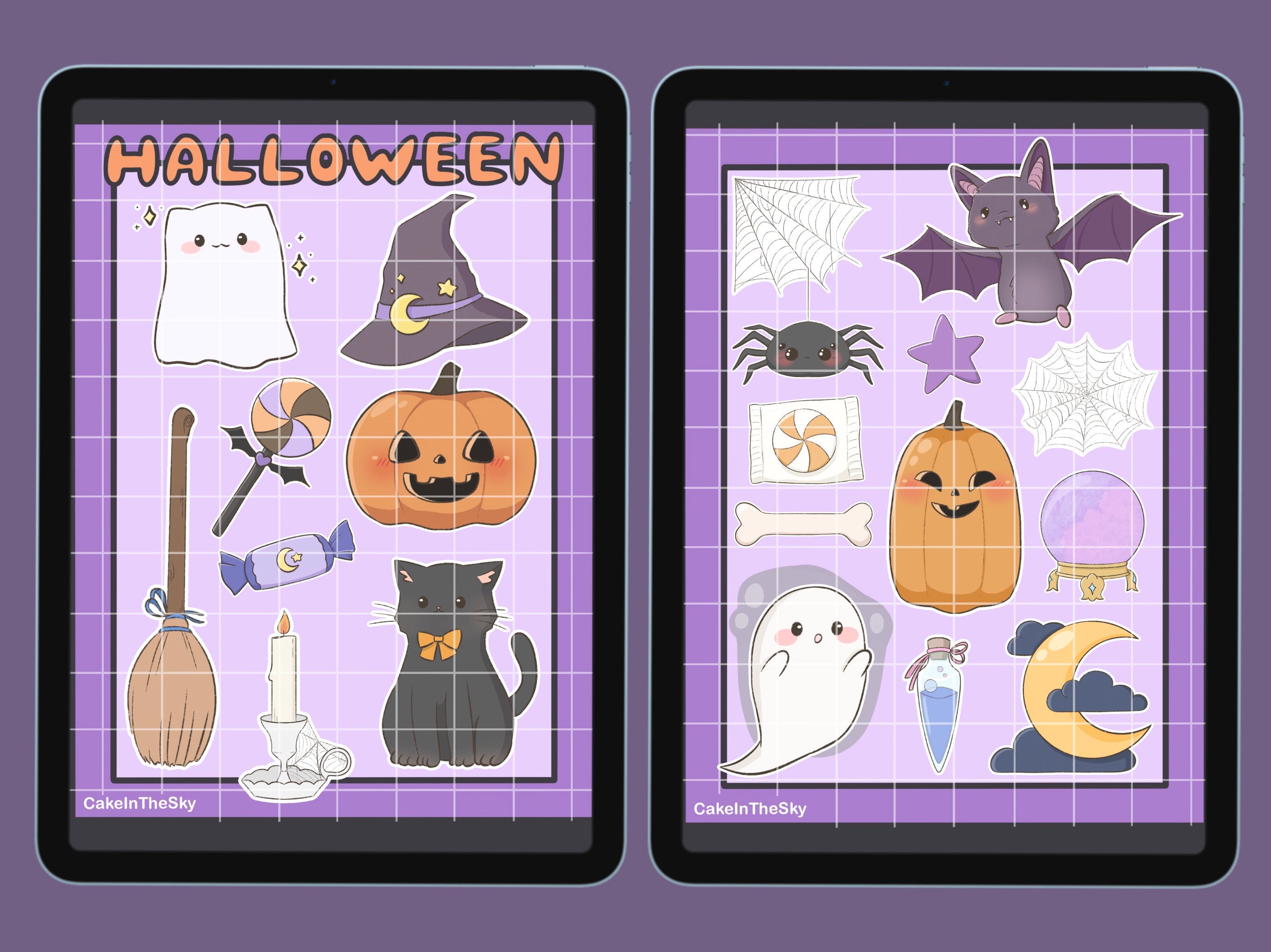Halloween Digital Stickers Cute Kawaii Halloween Stickers - Etsy