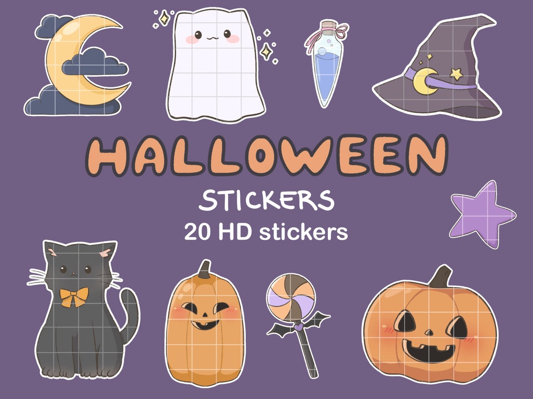 Halloween Digital Stickers Cute Kawaii Halloween Stickers - Etsy