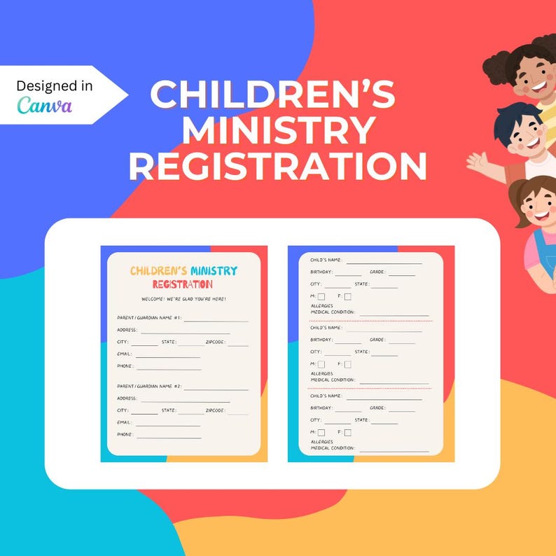 Children's Ministry Registration Form for Sunday School Children's ...