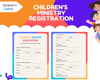 Sunday School Sign-up Registration Form | Kid's Ministry, Children's ...