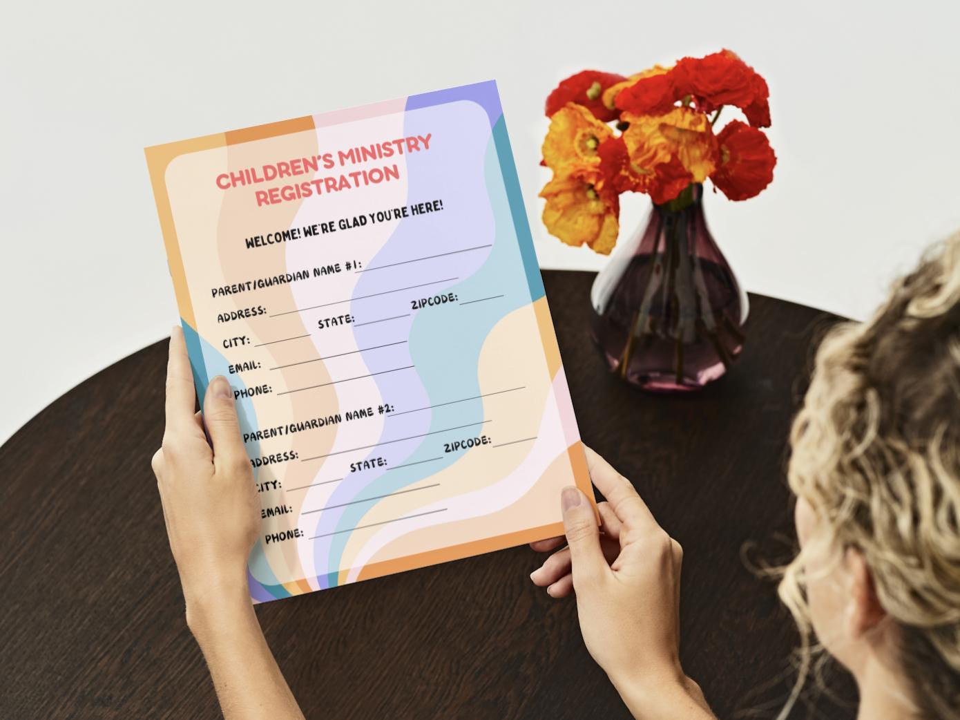 Sunday School Form Church Registration Data Sheet Ministry Information ...