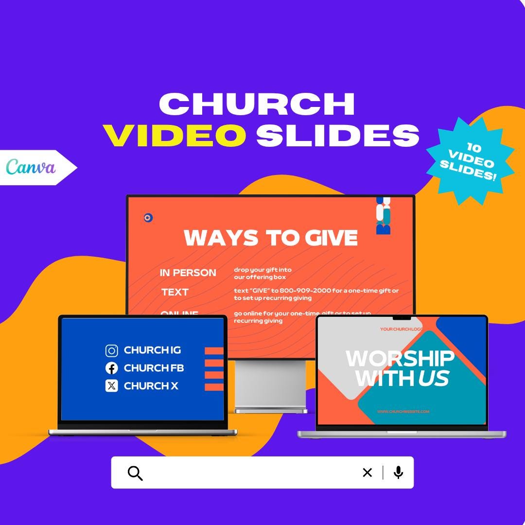 Church Slides Video Picture Announcement Slides Editable Church Canva ...