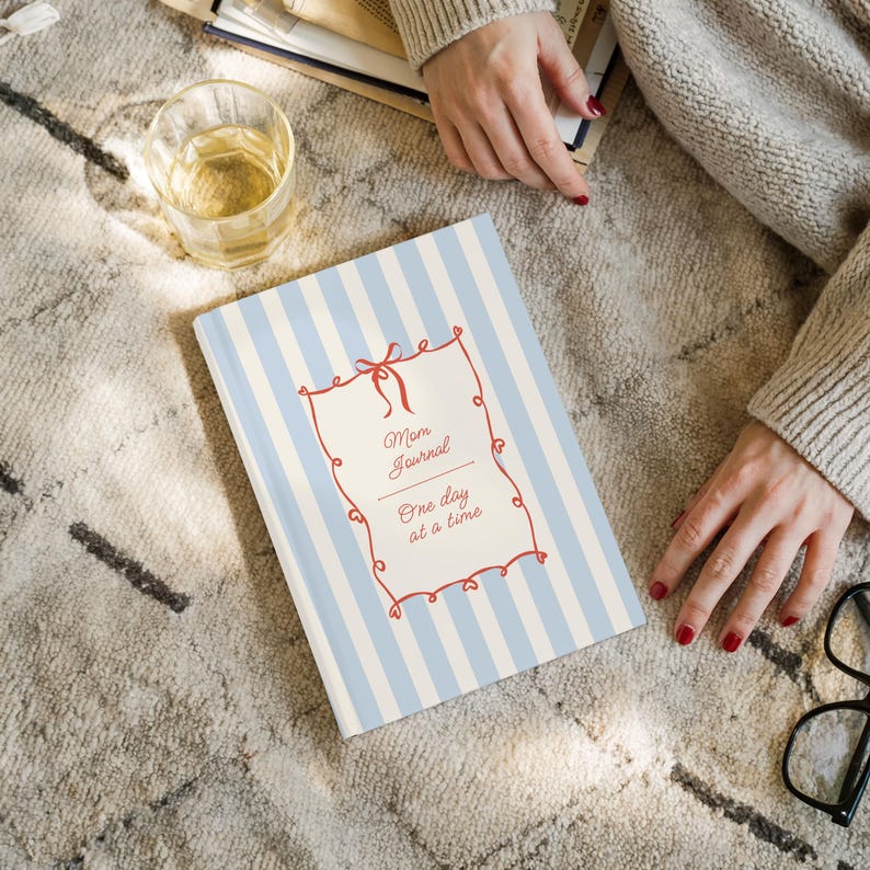 Blue Mom Journal Writing Notebook Hardcover Design Vintage Aesthetic ...