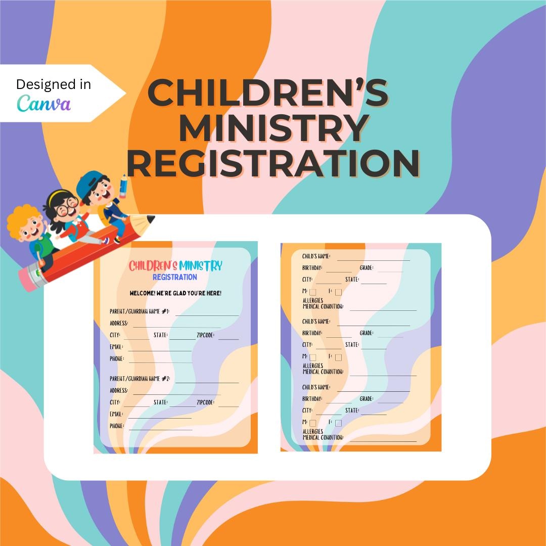 Children's Ministry Registration Form for Sunday School Children's ...
