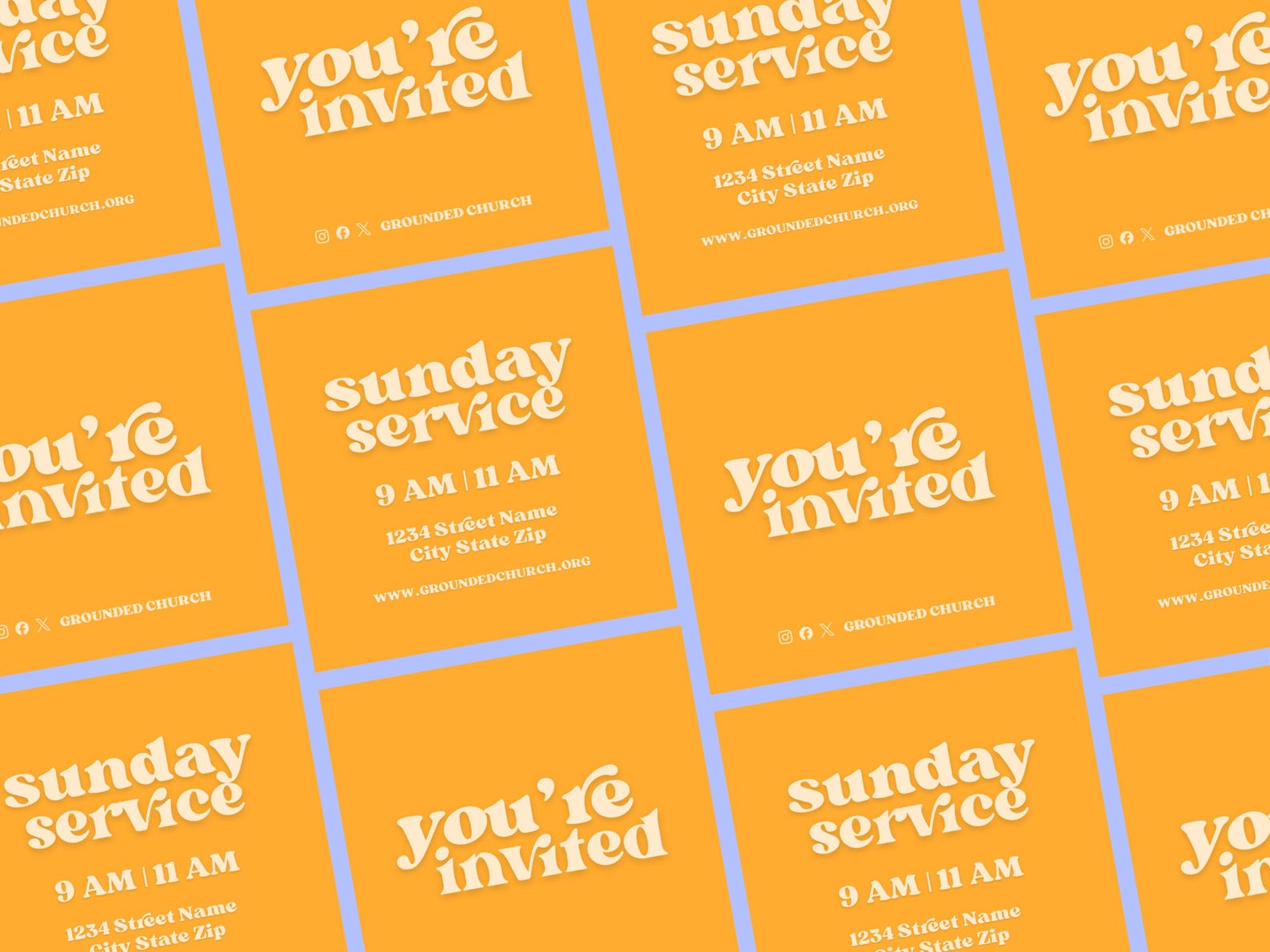 Modern Editable Church Invite Card You're Invited Canva Template 4x4 - Etsy