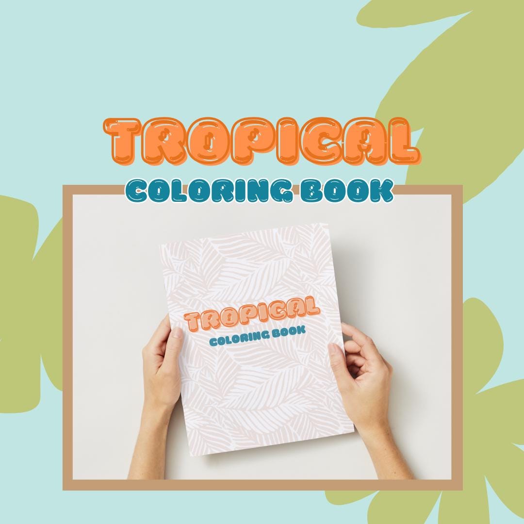Printable Tropical Coloring Book Summer Themed Pages With Beaches ...