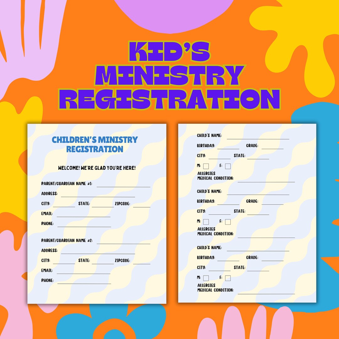Printable Registration Form for Sunday School Kids Ministry Sign up ...