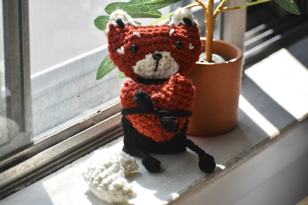 Crocheted Finished Red Panda Holding Heart - Handmade Amigurumi ...