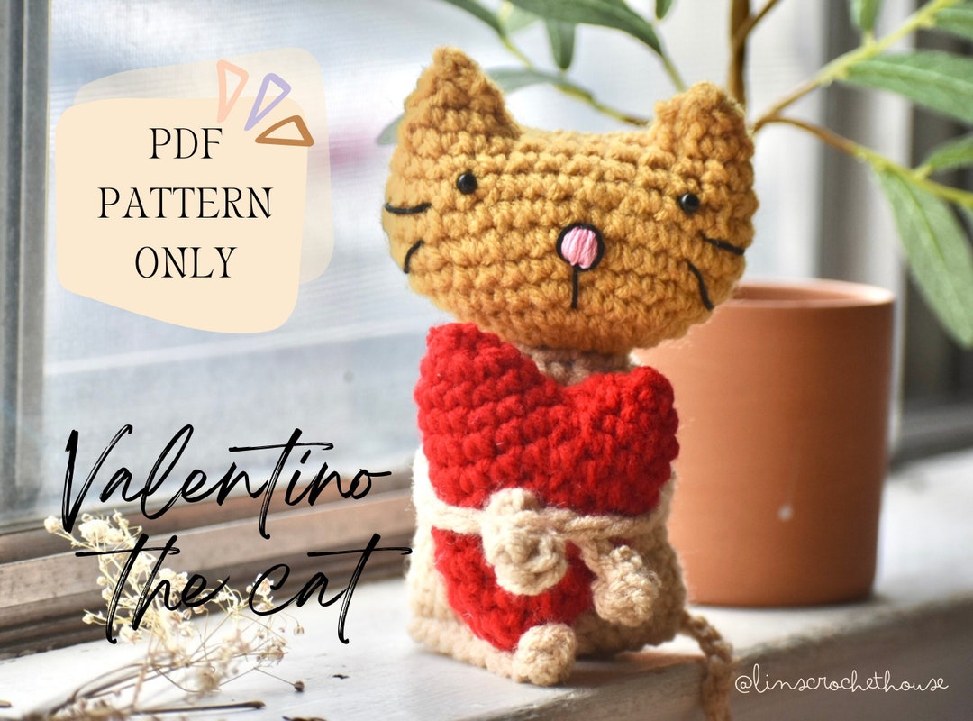 Crochet Heart Cat Amigurumi Pattern: Valentino (digital PDF Download ...