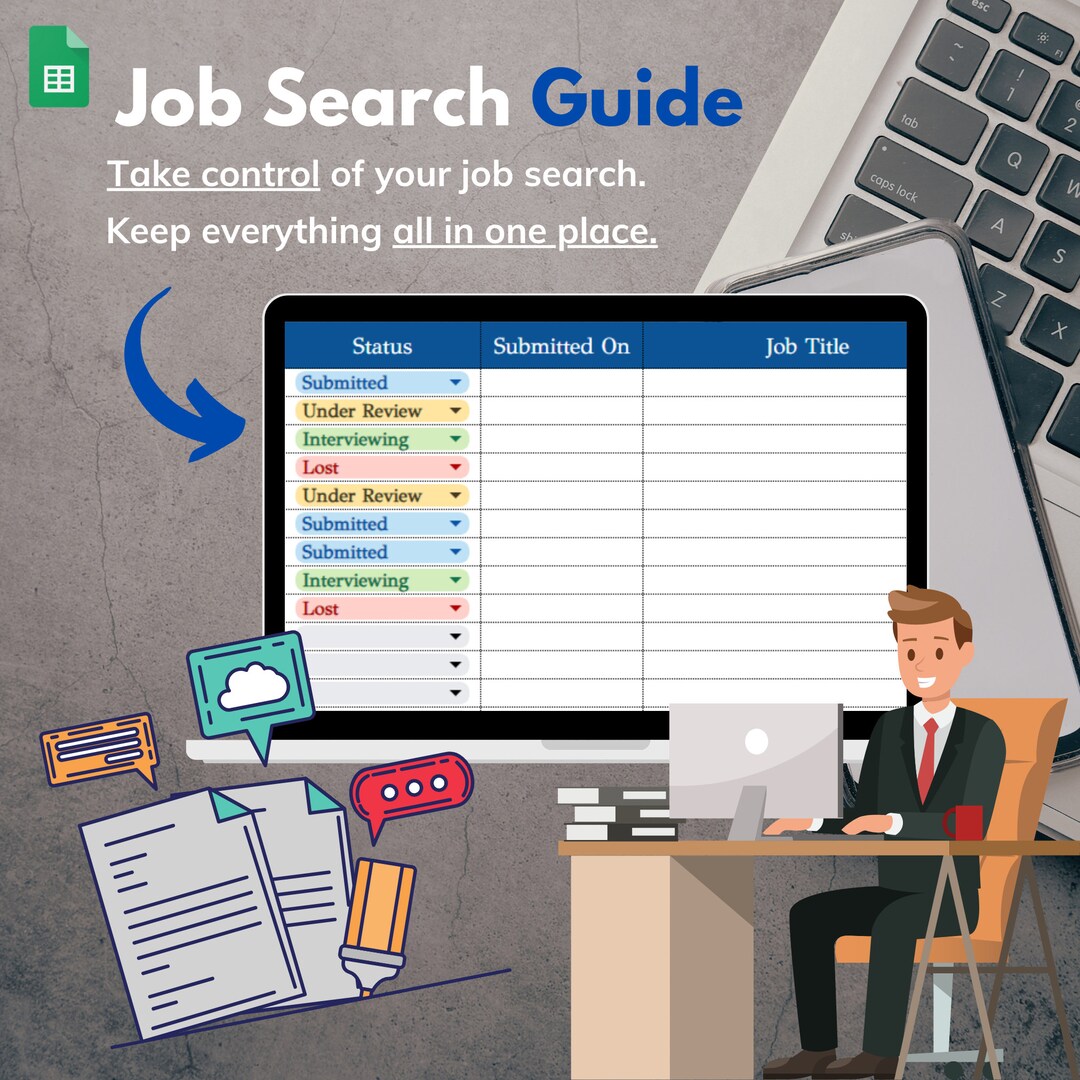 Digital Job Search Simple Tracker & Interview Prep Spreadsheet, Track ...