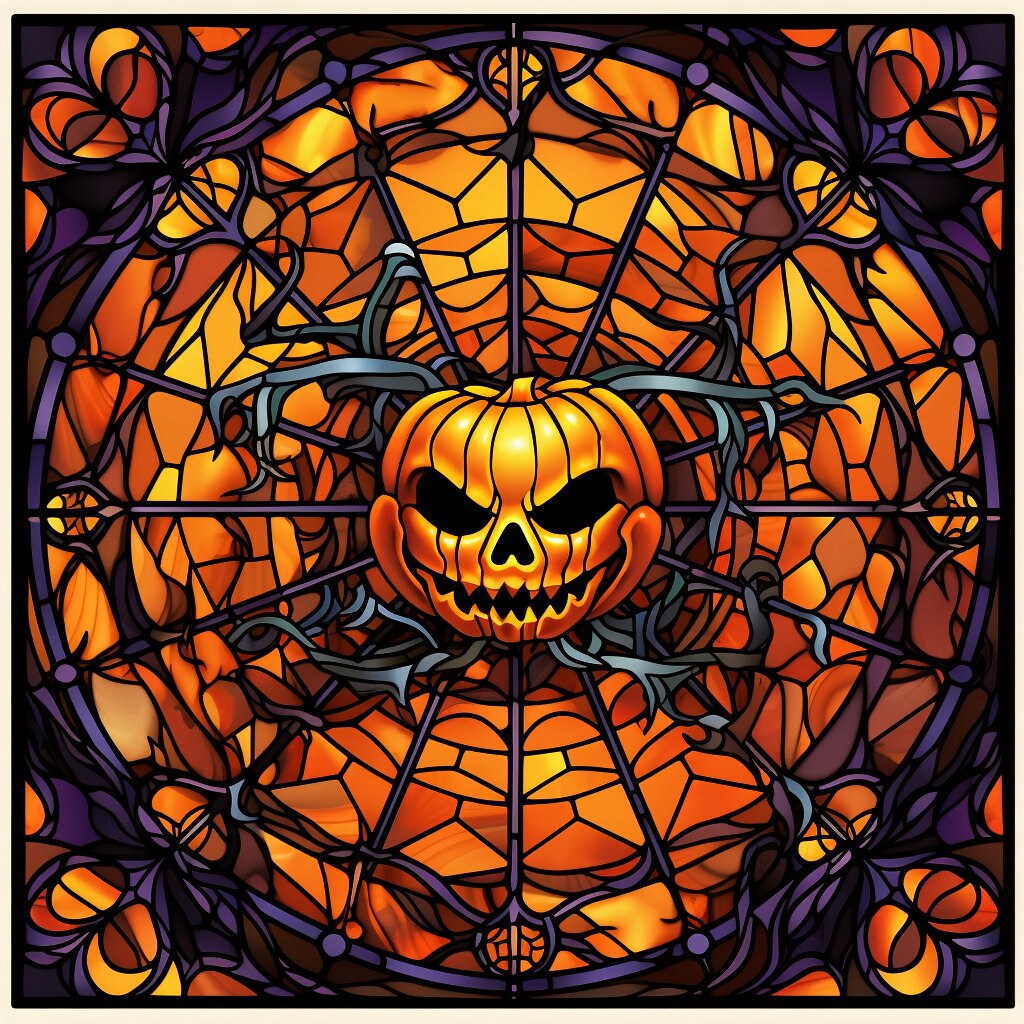 24 Halloween Stained Glass PNG Bundle - Etsy