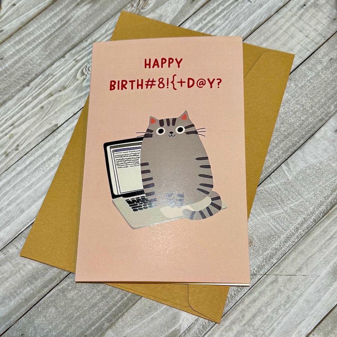 Typing Cat Birthday Card – Sarcastic Cat Lover Greeting - Etsy