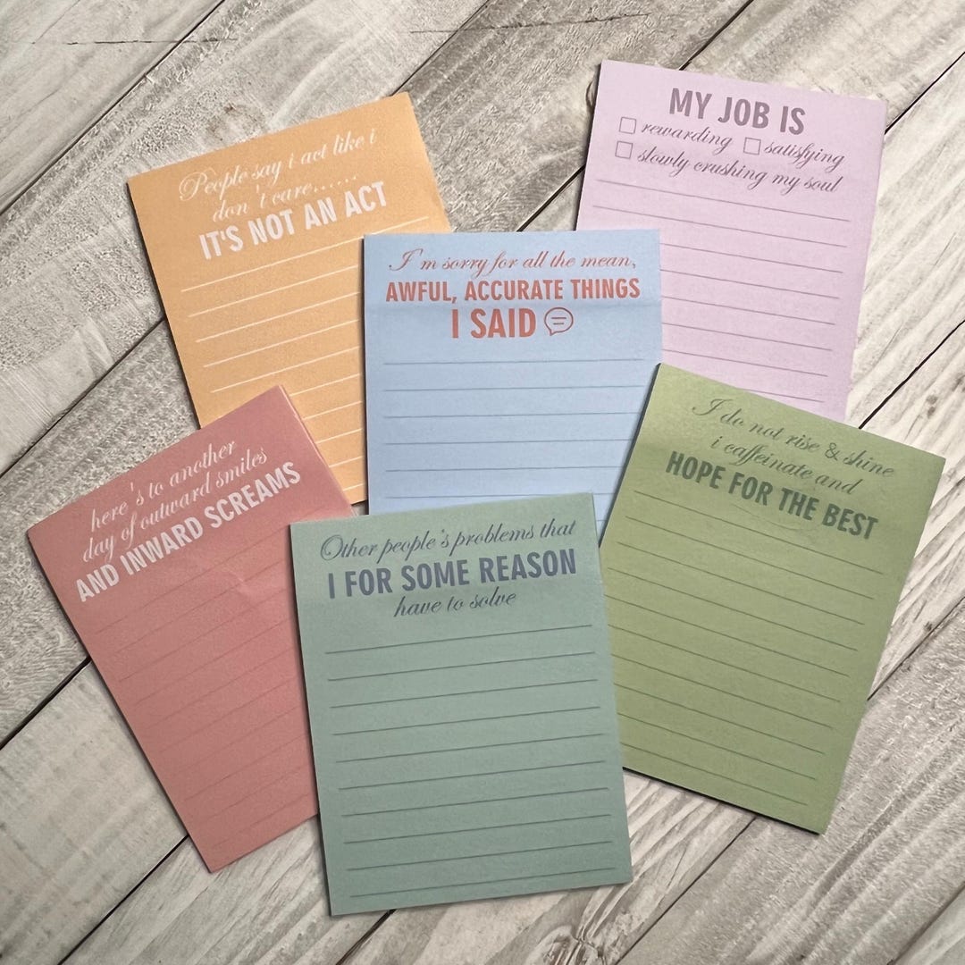 Sarcastic Sticky Notes (select Your Own), Funny Notepads, Funny Gift ...