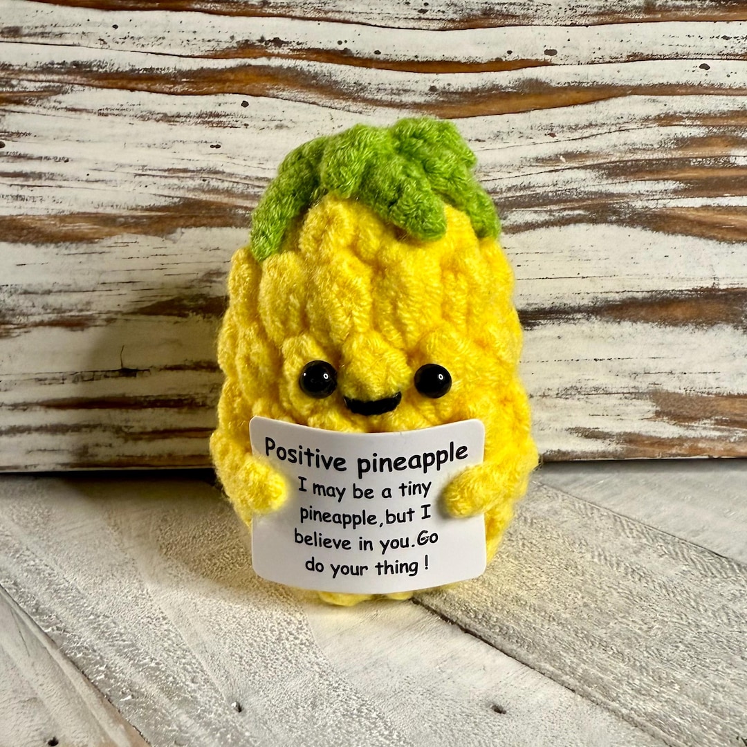 Positive Pineapple, Tiny Crocheted Pineapple, Co-worker Gift, Graduation Gift, Friend Gift ...