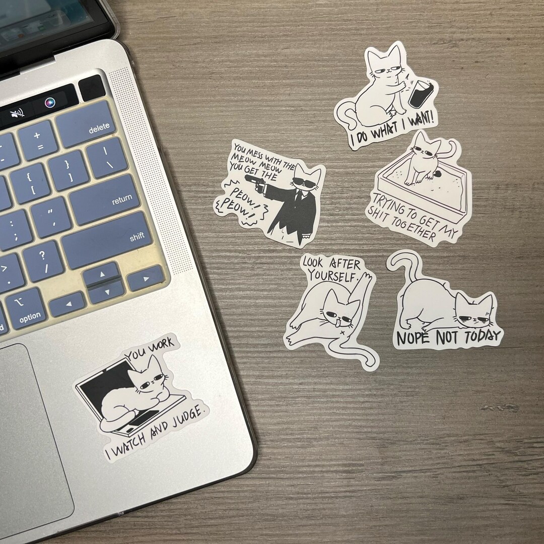 Funny Cat Stickers (select Your Own), Funny Stickers, Cat Stickers, Cat ...