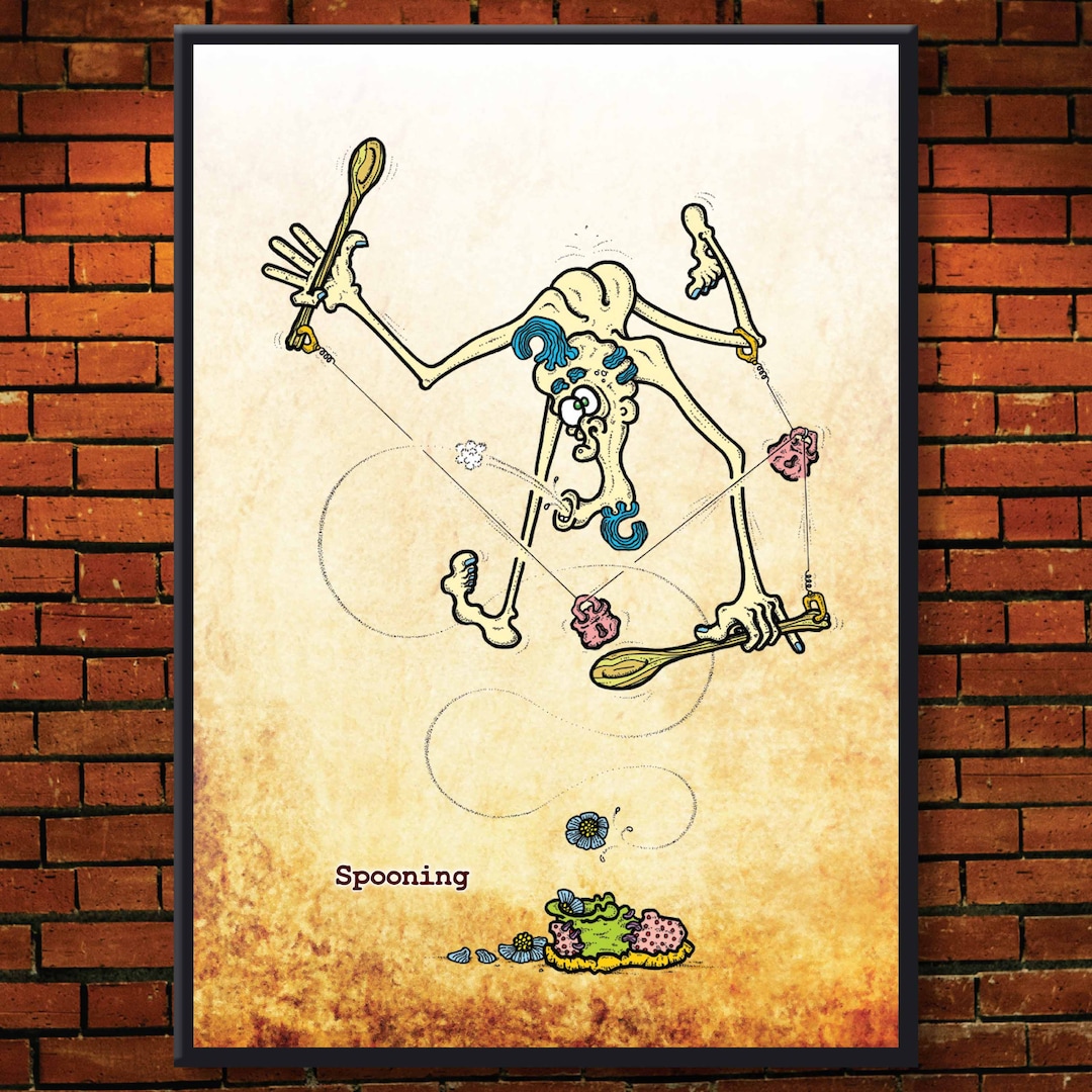 Spooning Art Print / Cartoon Wall Art / Funny Doodle / Freedom of Love ...