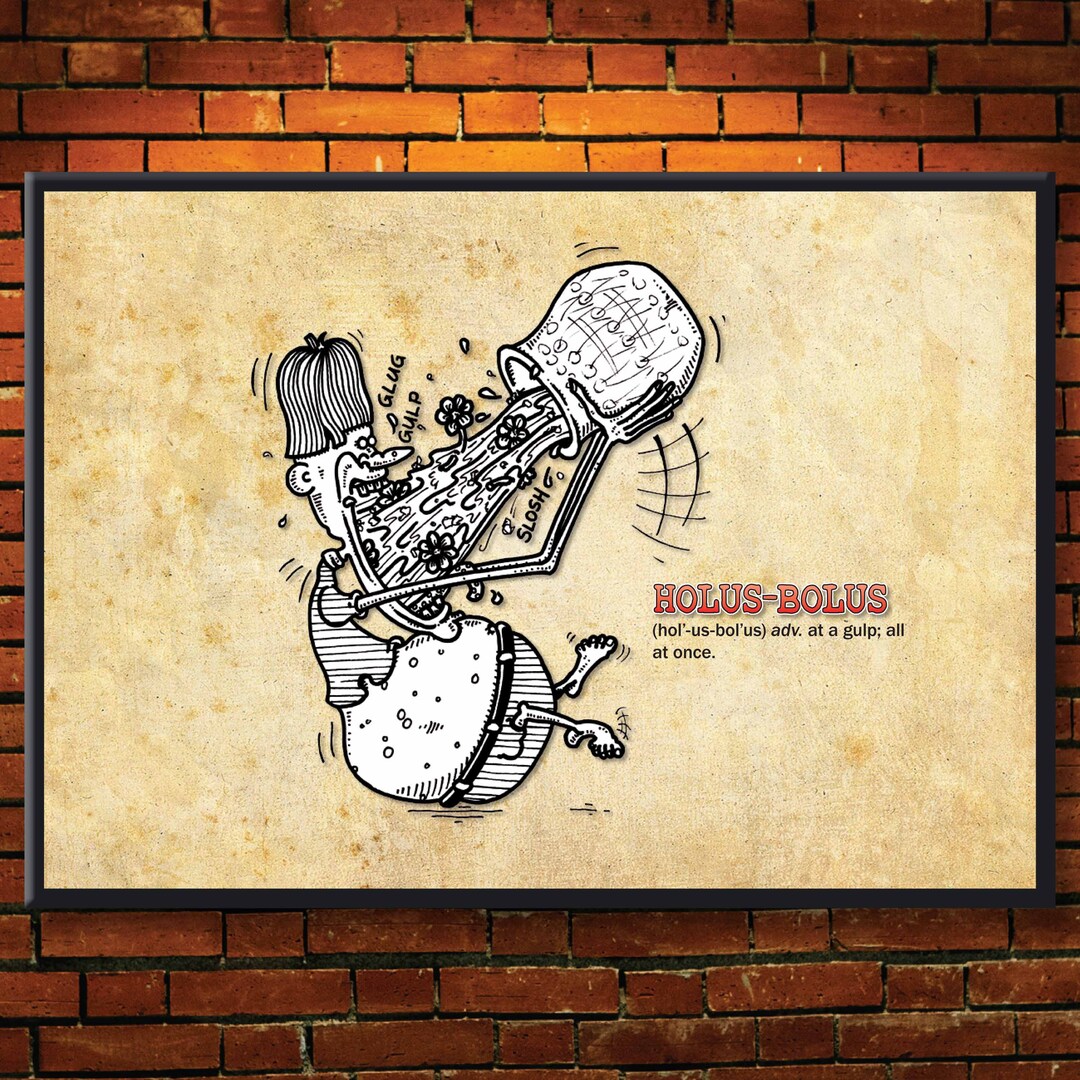 Holus-bolus Art Print / Cartoon Wall Art / Fizzy Fruit Fun / Funny ...