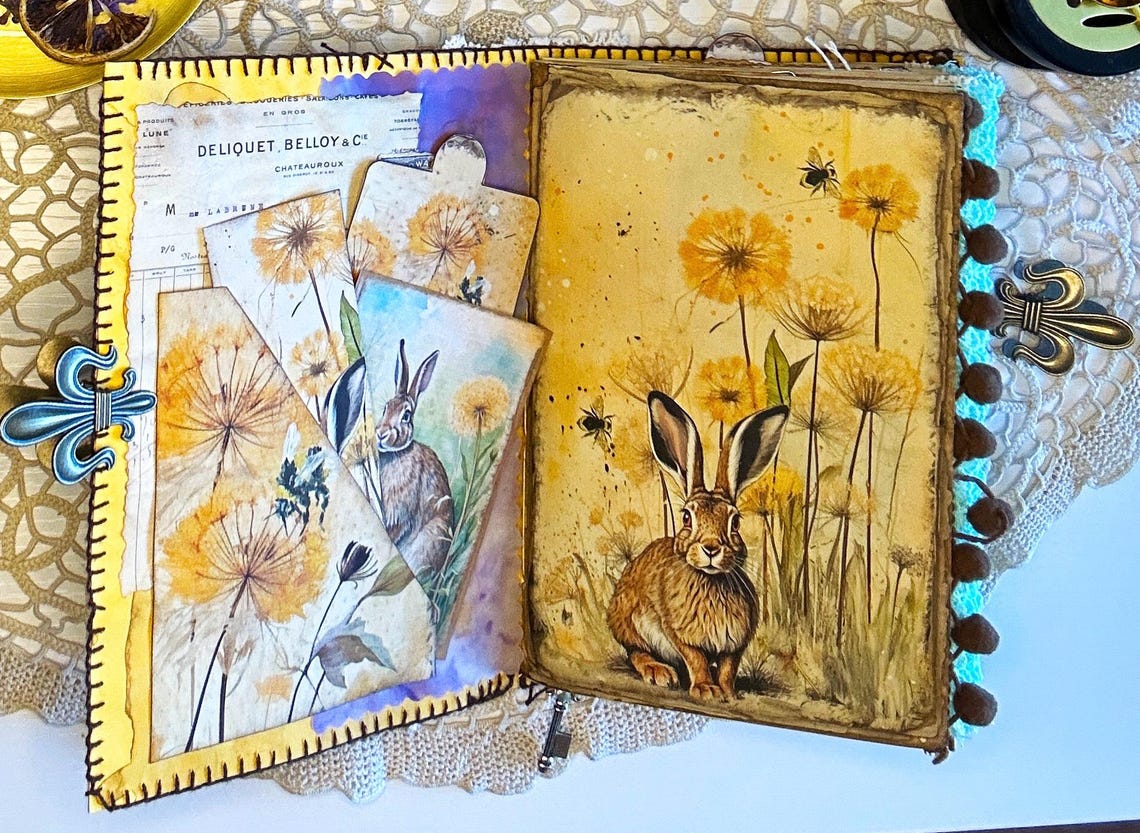 Handmade Vintage Junk Journal, Diary, Traveler Notebook, Scrapbooking ...
