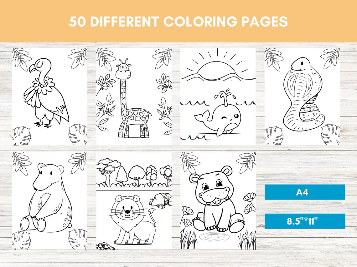 50 Printable Animals Coloring Pages for Kids, 50 Coloring Pages for ...