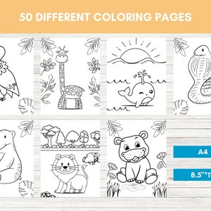 50 Printable Animals Coloring Pages for Kids, 50 Coloring Pages for ...
