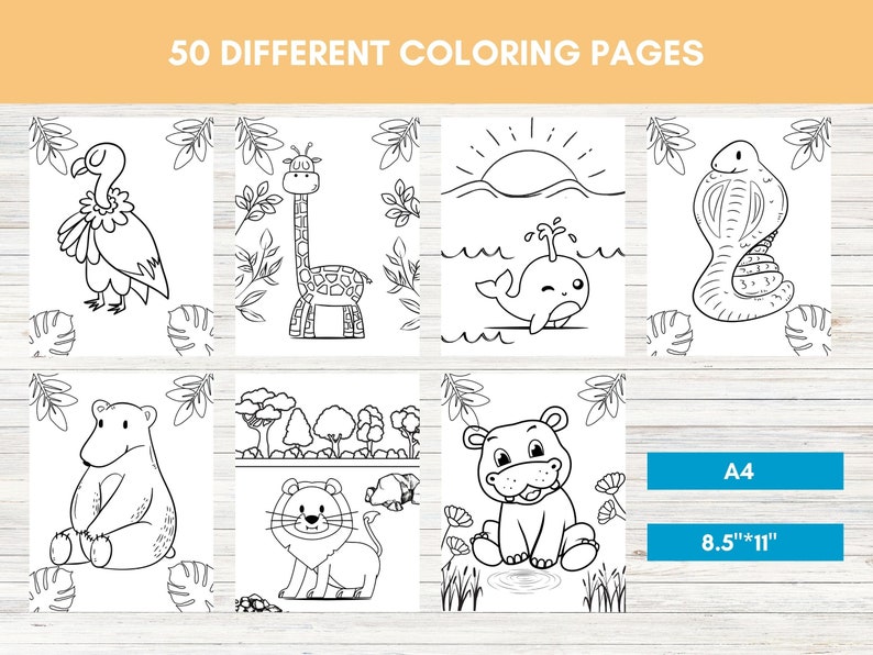 50 Printable Animals Coloring Pages for Kids, 50 Coloring Pages for ...
