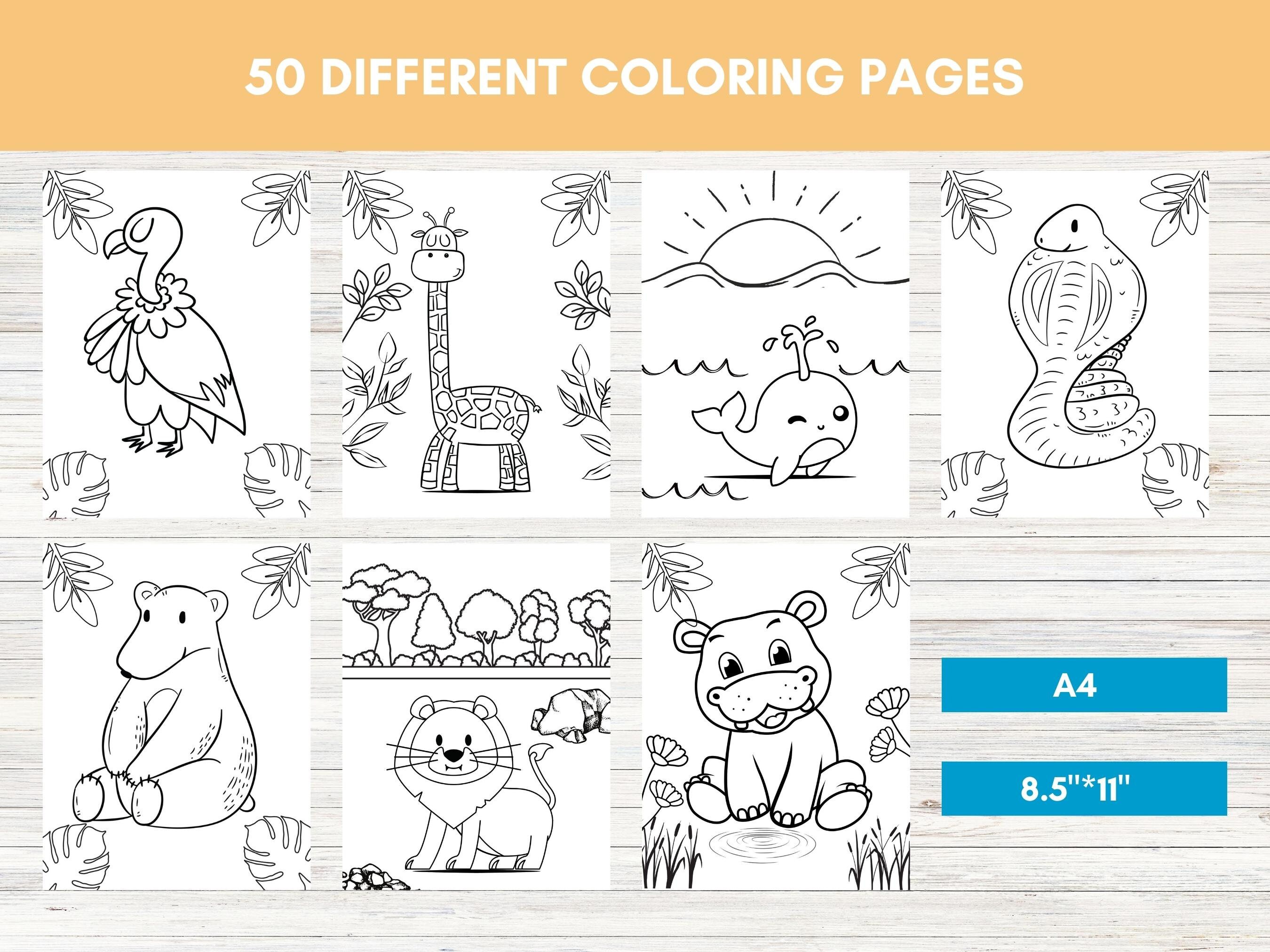 50 Printable Animals Coloring Pages for Kids, 50 Coloring Pages for ...