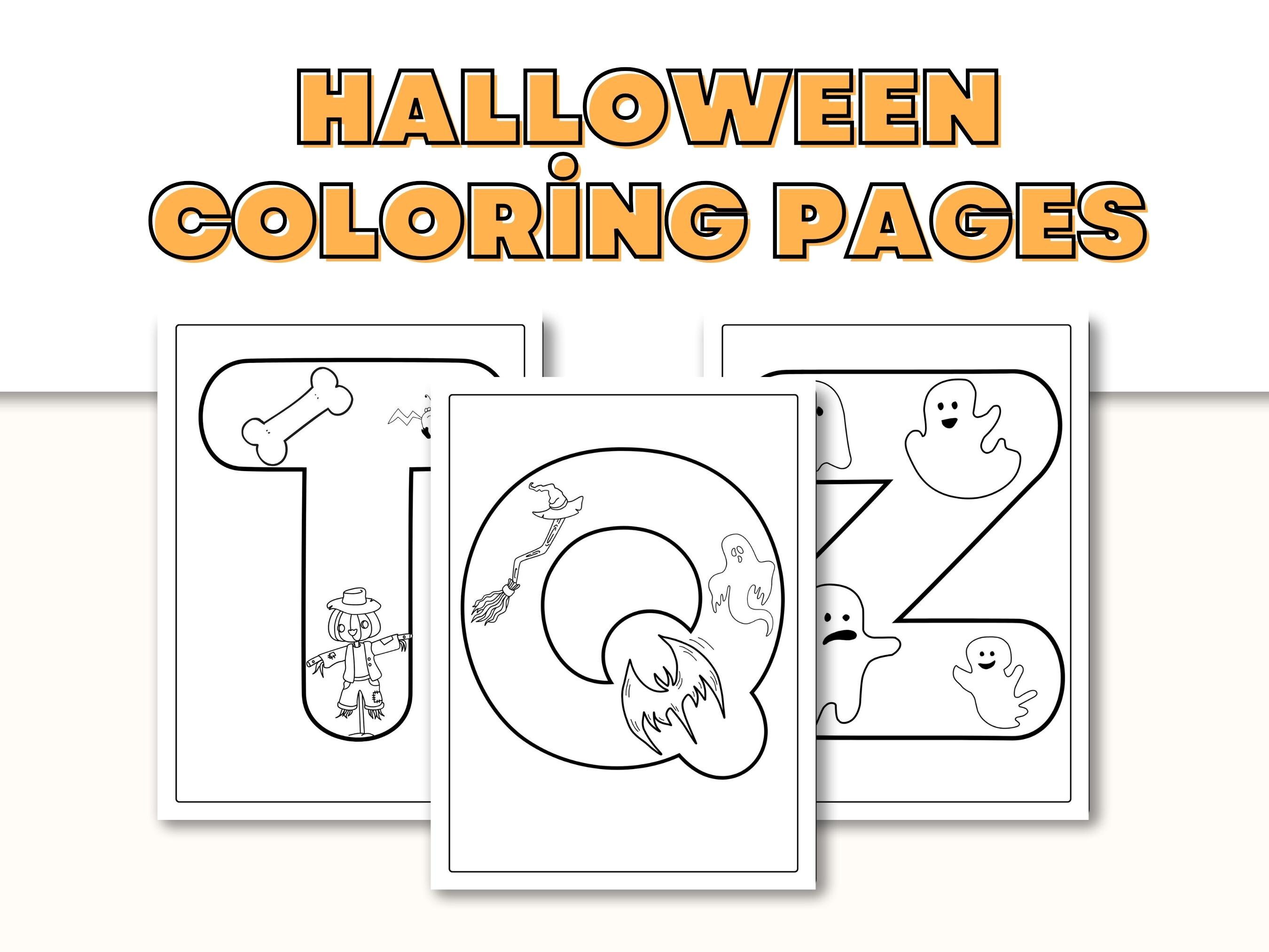 Halloween Alphabets Numbers Coloring Halloween Colorin - Etsy
