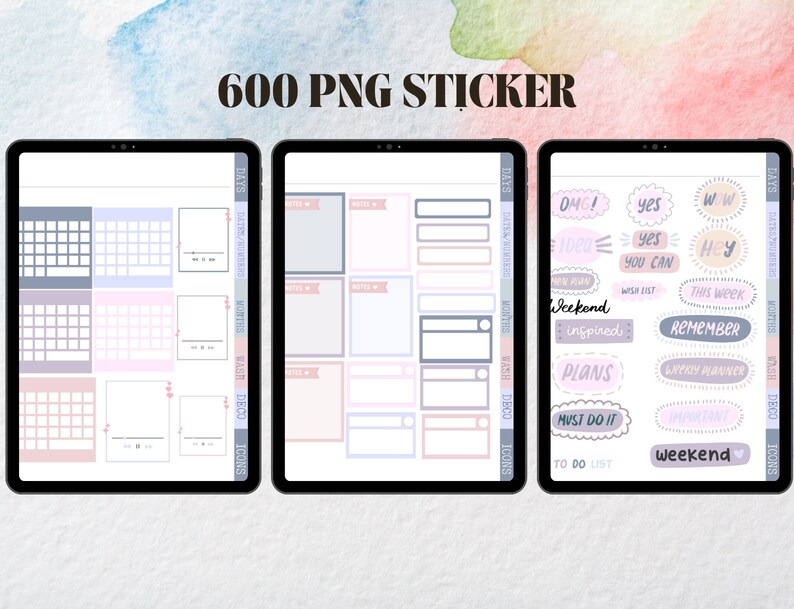Pastel Sticker Pack, Digital Sticker Goodnotes, Digital Planning Kit ...
