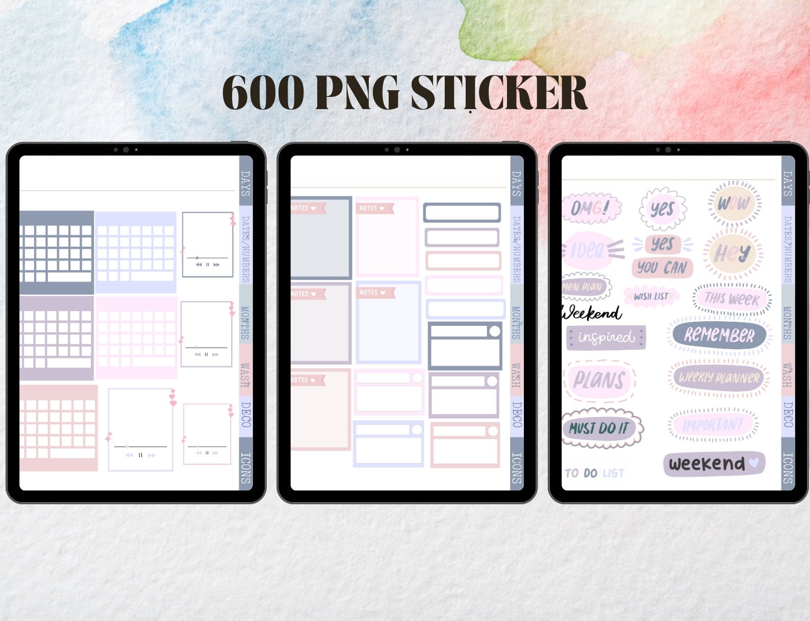 Pastel Sticker Pack, Digital Sticker Goodnotes, Digital Planning Kit ...