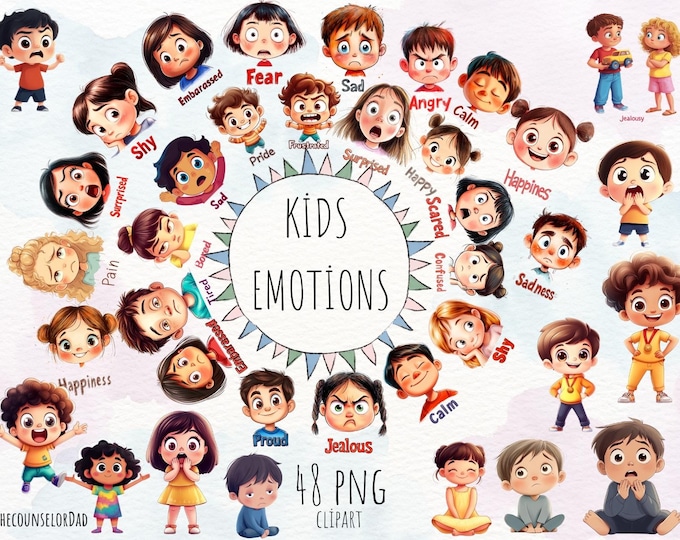 Cute Kid With Different Emotions, PNG Clip Art, Kids Emotion Clip Art ...