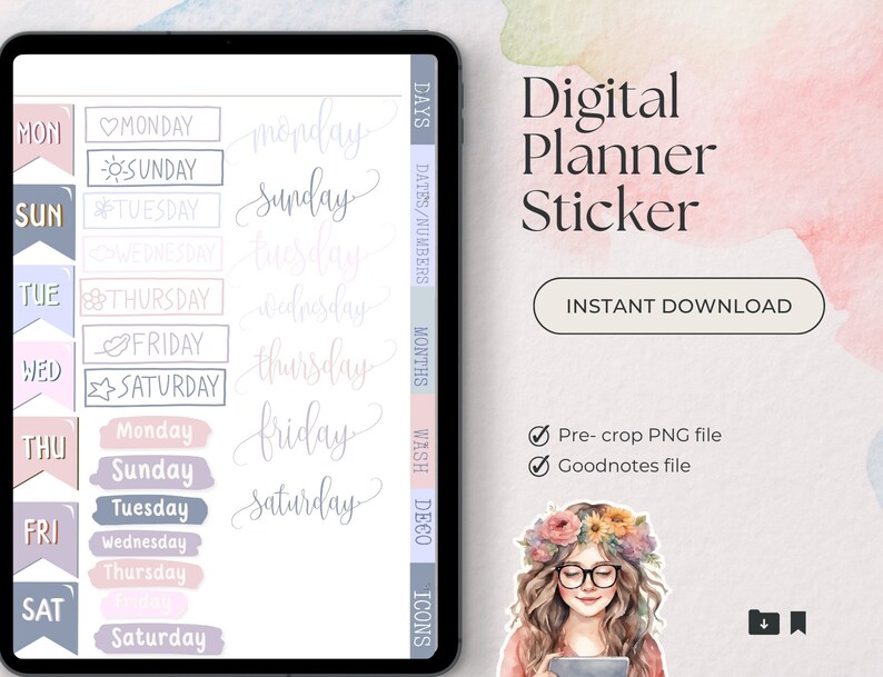 Pastel Sticker Pack, Digital Sticker Goodnotes, Digital Planning Kit ...