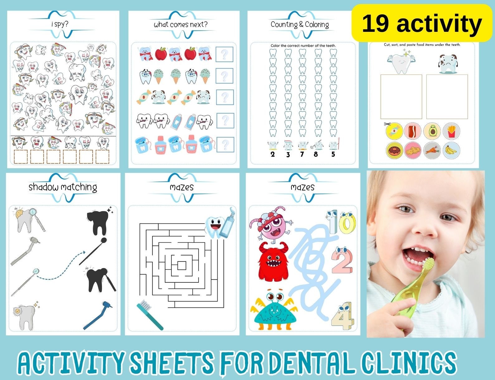 Dentist's Games, Dental Health Printable Activity for Kids, Tooth ...